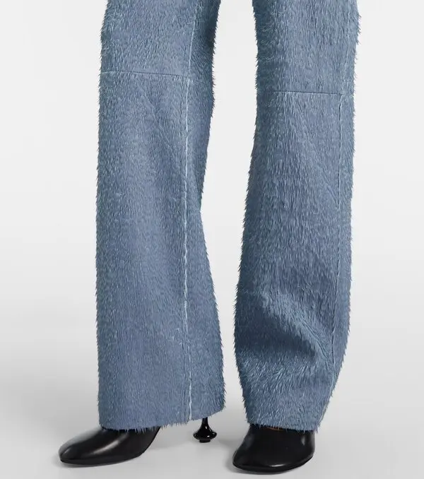 Loewe Trompe L'oeil Leather Straight Leg Pants