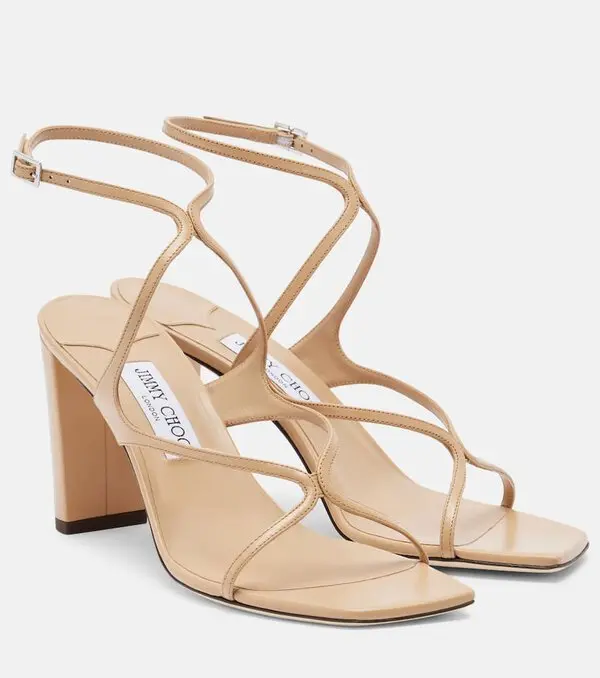 JIMMY CHOO Azie Leather Sandals - Beige
