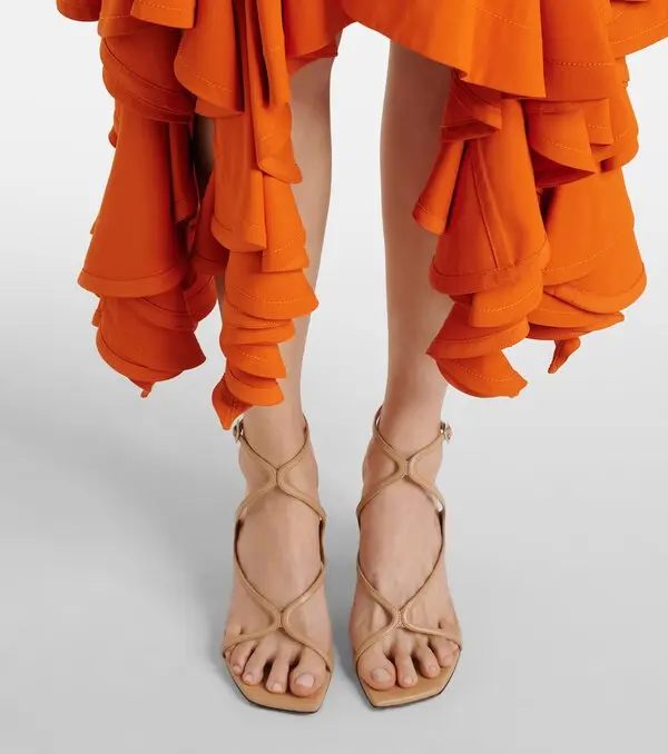JIMMY CHOO Azie Leather Sandals - Beige
