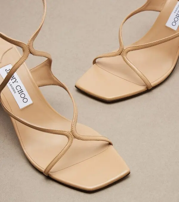 JIMMY CHOO Azie Leather Sandals - Beige