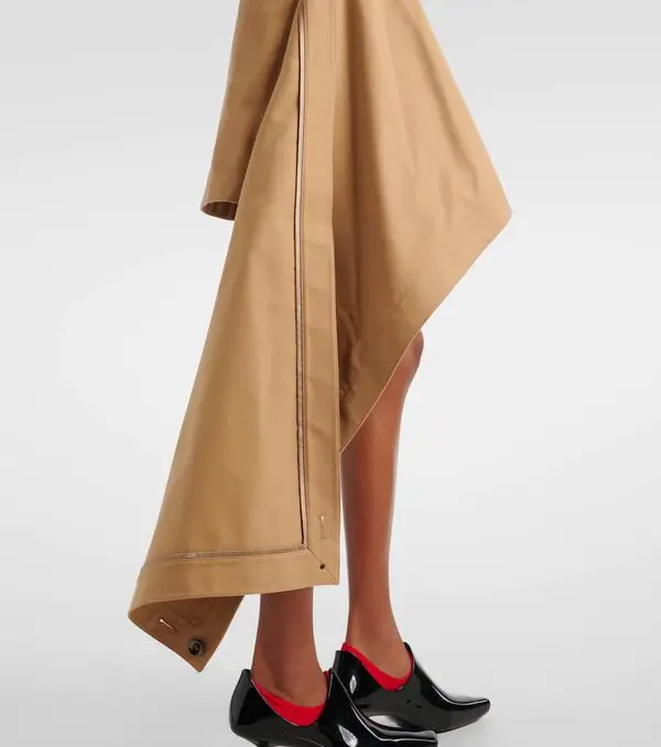 Loewe Asymmetric Silk-trimmed Cotton Miniskirt - Beige
