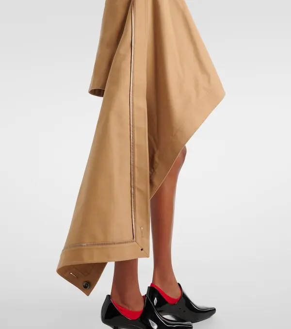 Loewe Asymmetric Silk-trimmed Cotton Miniskirt - Beige