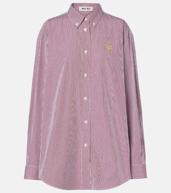 Miu Miu Striped Oversized Cotton Shirt - Red