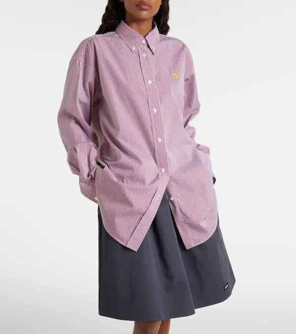 Miu Miu Striped Oversized Cotton Shirt - Red