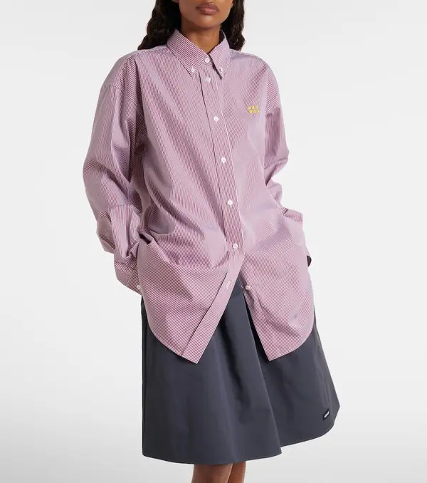 Miu Miu Striped Oversized Cotton Shirt - Red