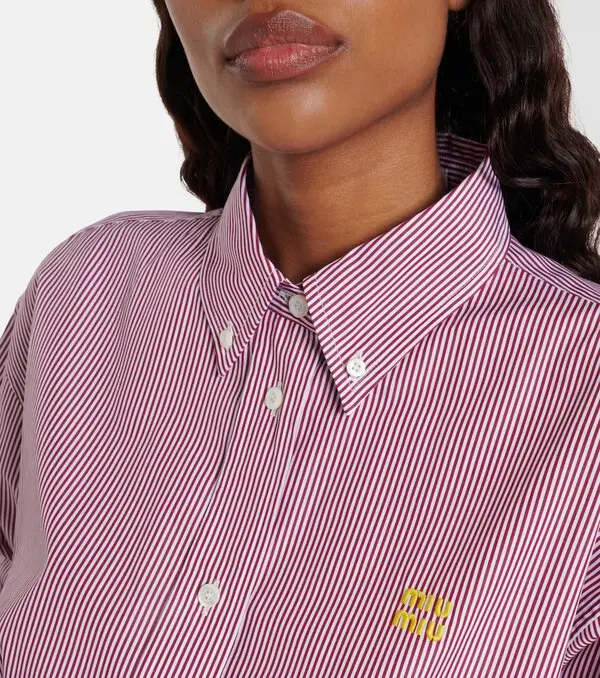 Miu Miu Striped Oversized Cotton Shirt - Red