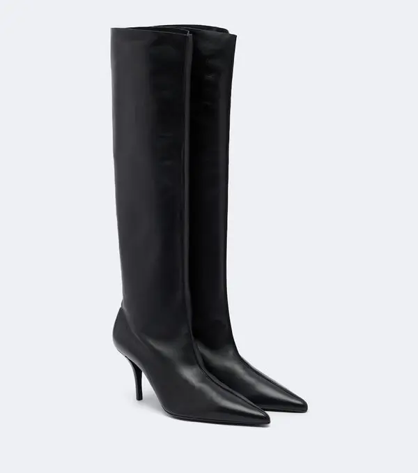 Magda Butrym Leather Knee-high Pointed Toe Heeled Boots - Black