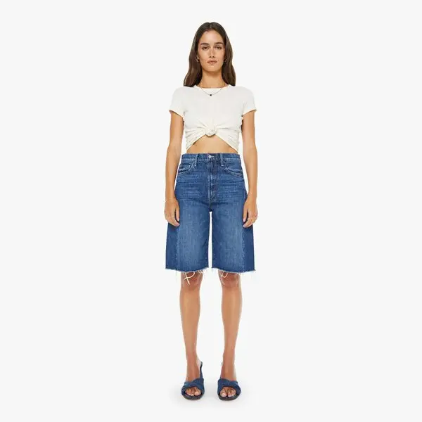 MOTHER The Half-pipe Bermuda Fray Jeans - Blue