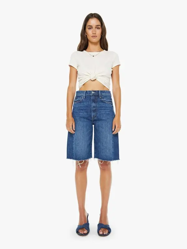 MOTHER The Half-pipe Bermuda Fray Jeans - Blue