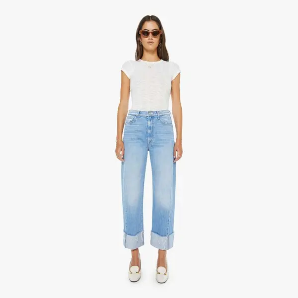 MOTHER The Half-pipe Ankle Cuff Fray Jeans - Blue