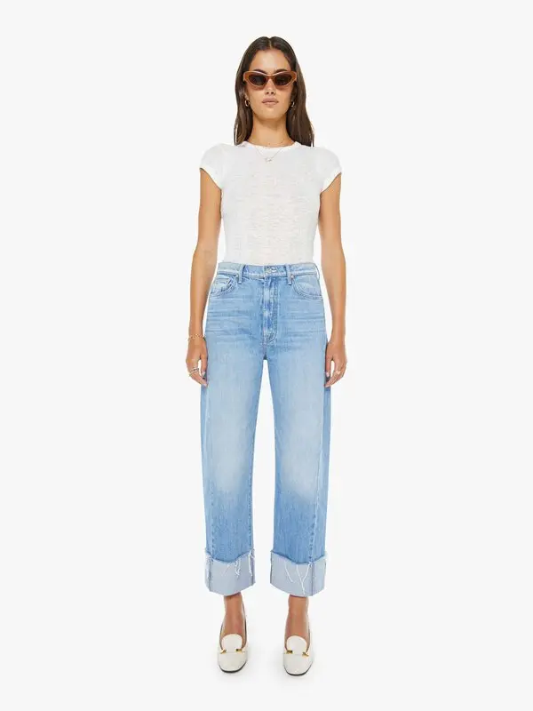 MOTHER The Half-pipe Ankle Cuff Fray Jeans - Blue