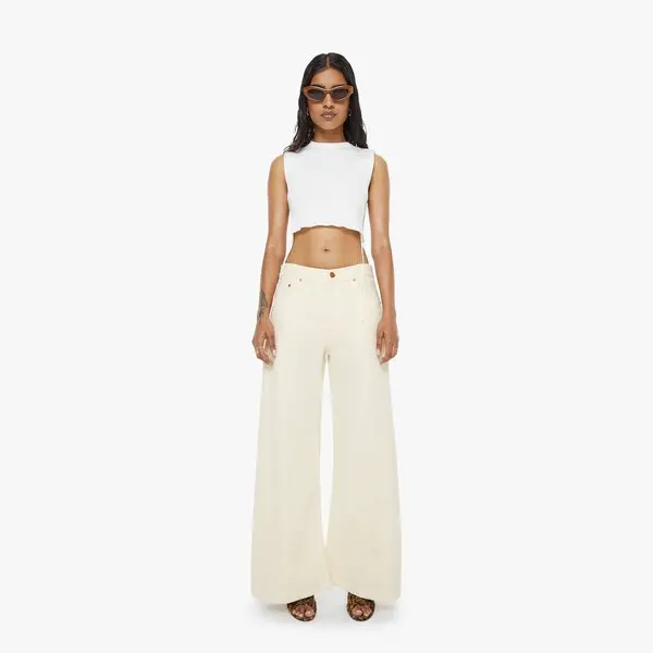 MOTHER Petite Wide Leg Jeans - White