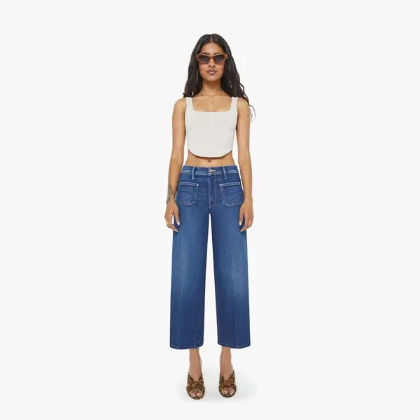 MOTHER Petites The Lil Patch Pocket Mid Rise Maven Ankle Cocktail Hour Jeans - Blue