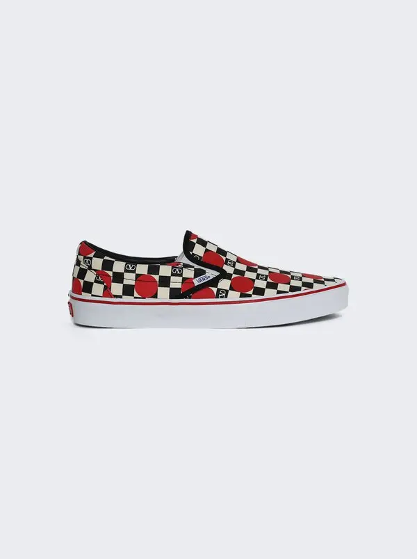 Valentino Garavani Vans Slip-on Sneaker With Vlogo Checkerboard And Polka Dot Detail - Red