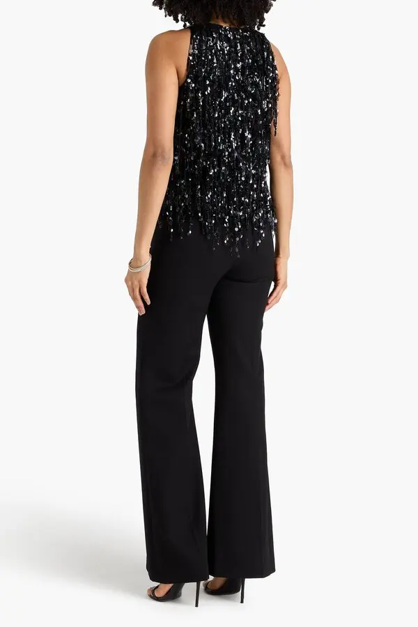 Brunello Cucinelli Fringed Sequin-embellished Silk-organza Top