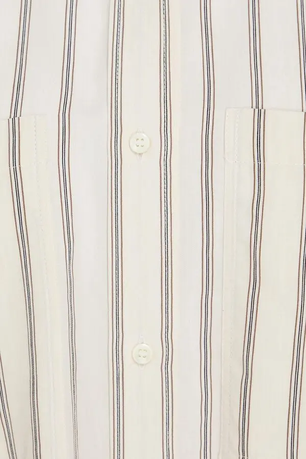 Brunello Cucinelli Bead-embellished Striped Twill Shirt