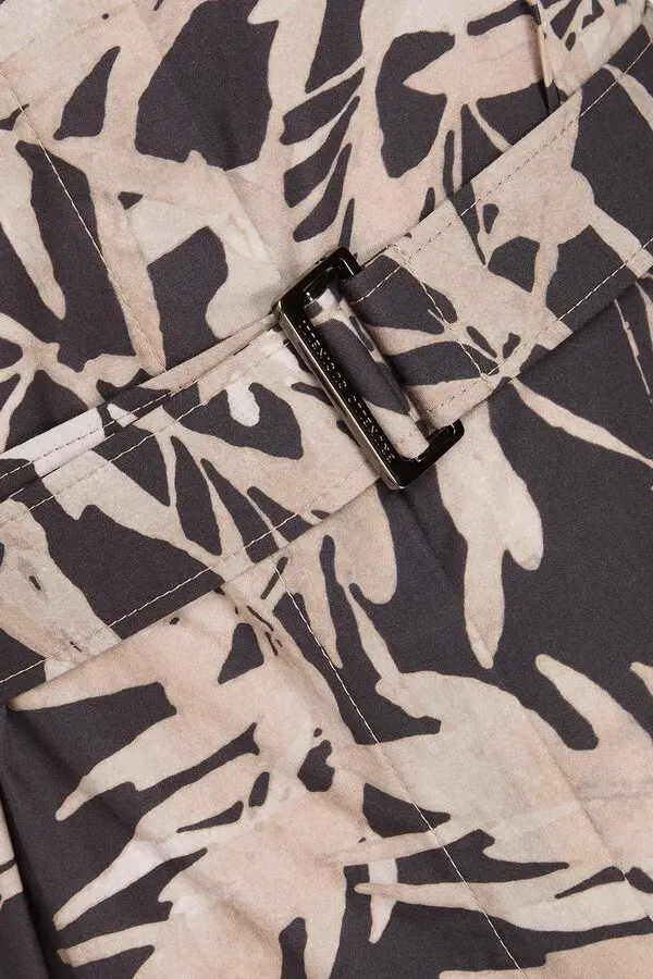 Brunello Cucinelli Belted Printed Cotton-poplin Midi Shirt Dress
