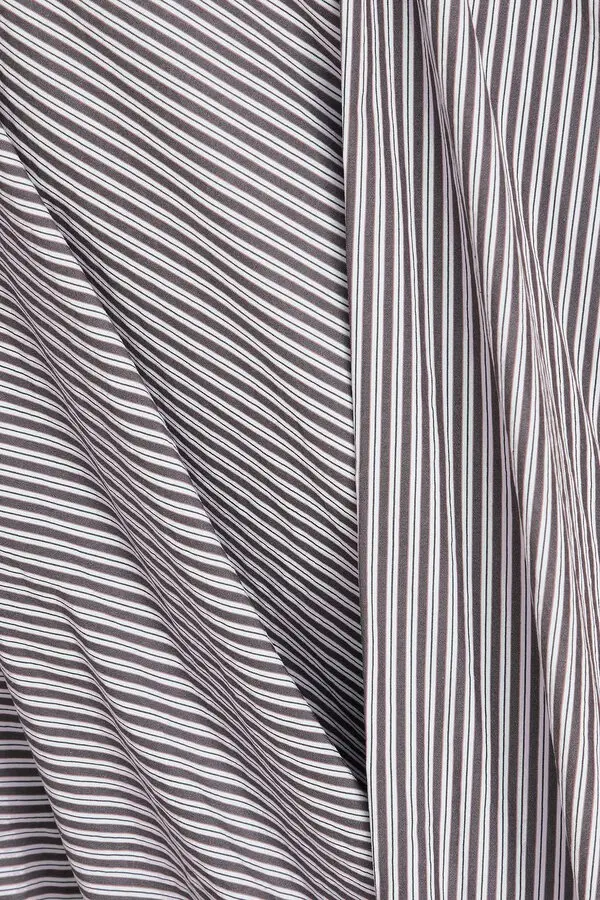 Brunello Cucinelli Draped Striped Cotton Midi Dress