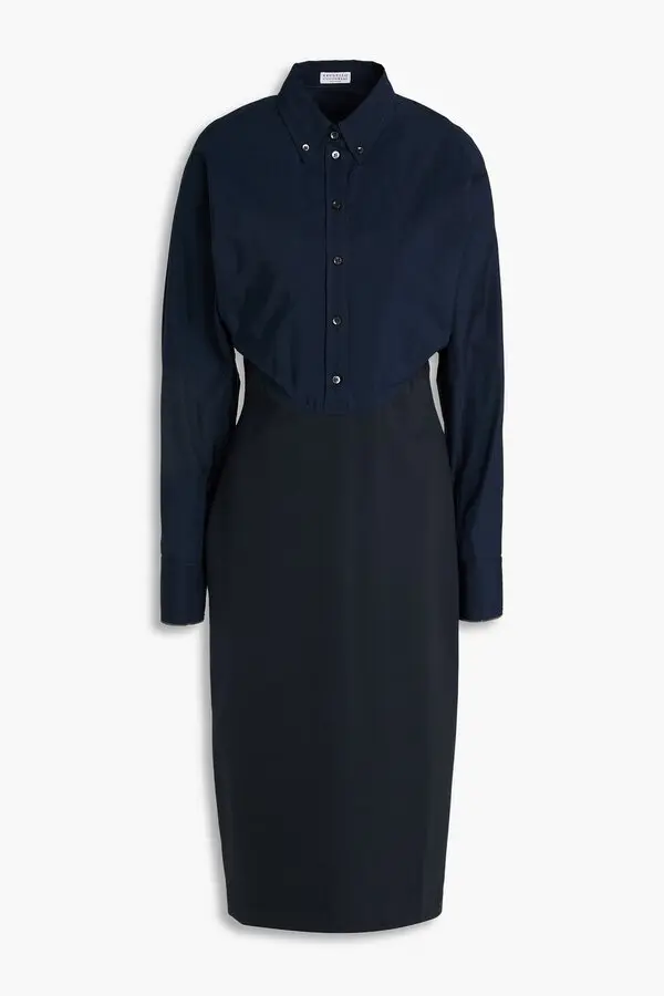 Brunello Cucinelli Cotton-poplin And Jersey Shirt Dress