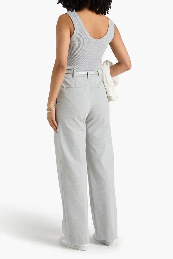 Brunello Cucinelli Cotton-blend Jersey Wide-leg Pants - Light Gray