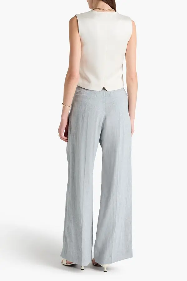 Brunello Cucinelli Metallic Linen-blend Wide-leg Pants - Light Gray
