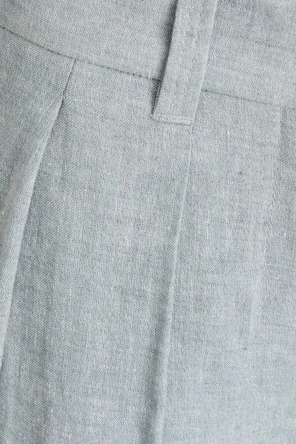 Brunello Cucinelli Metallic Linen-blend Wide-leg Pants - Light Gray