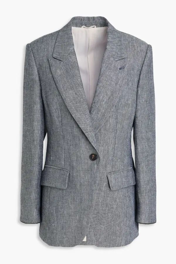 Brunello Cucinelli Hemp And Linen-blend Blazer - Navy