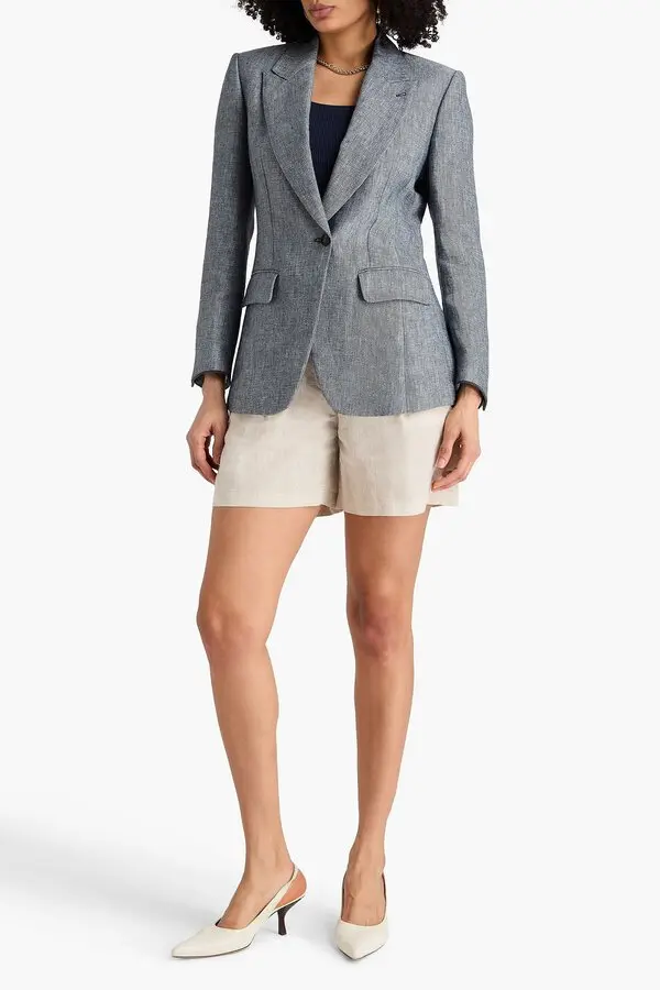 Brunello Cucinelli Hemp And Linen-blend Blazer - Navy