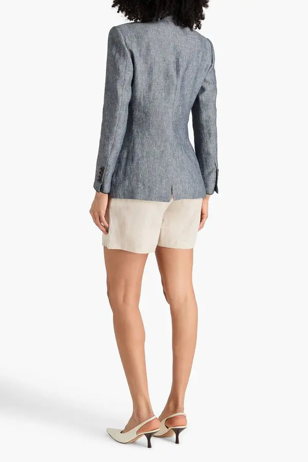 Brunello Cucinelli Hemp And Linen-blend Blazer - Navy