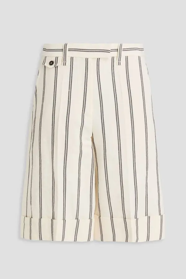 Brunello Cucinelli Striped Linen And Cotton-blend Shorts - Ivory