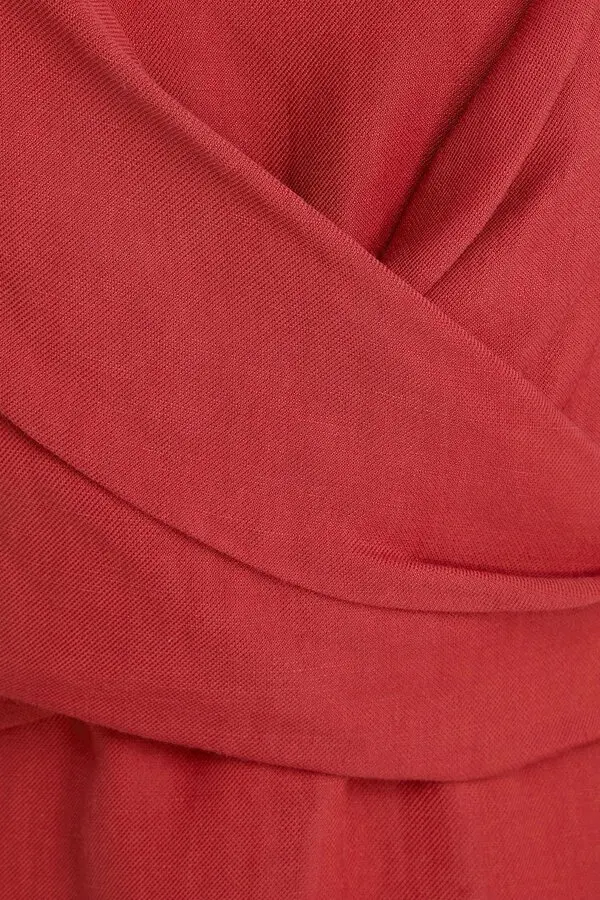 Brunello Cucinelli Wrap-effect Twill Midi Dress