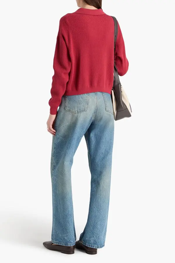 Brunello Cucinelli Ribbed Cotton Polo Sweater