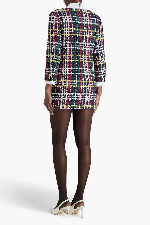 Thom Browne Cotton-blend Tweed Mini Dress - Midnight Blue