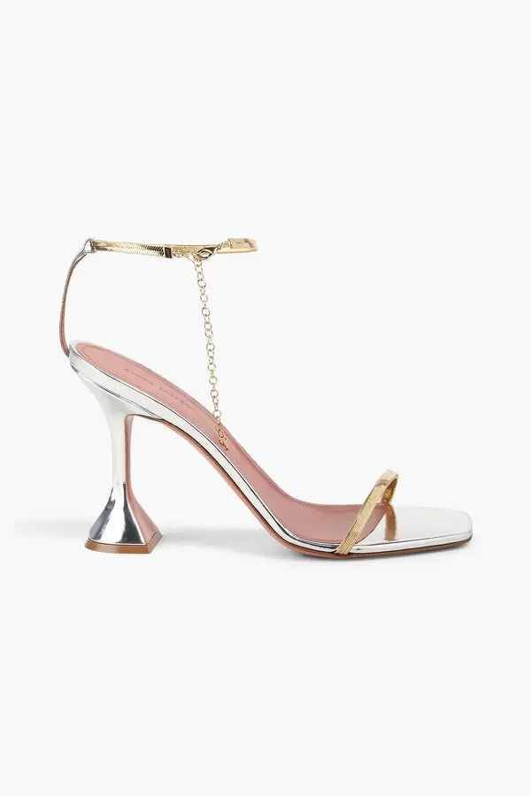 Amina Muaddi Henson Mirrored-leather Sandals
