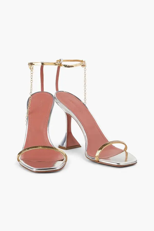 Amina Muaddi Henson Mirrored-leather Sandals