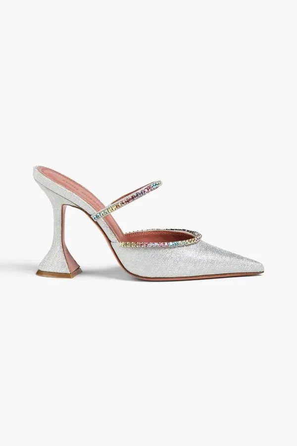 Amina Muaddi Gilda Crystal-embellished Glittered Mules