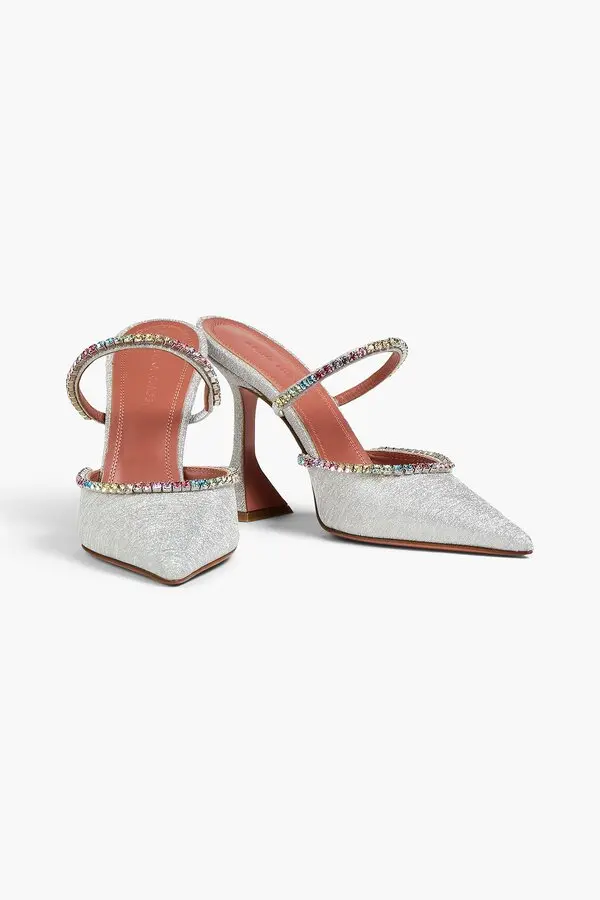 Amina Muaddi Gilda Crystal-embellished Glittered Mules