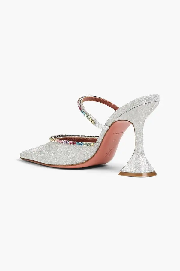 Amina Muaddi Gilda Crystal-embellished Glittered Mules