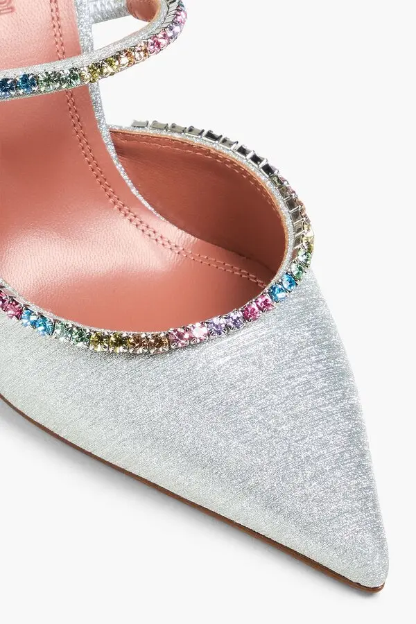 Amina Muaddi Gilda Crystal-embellished Glittered Mules