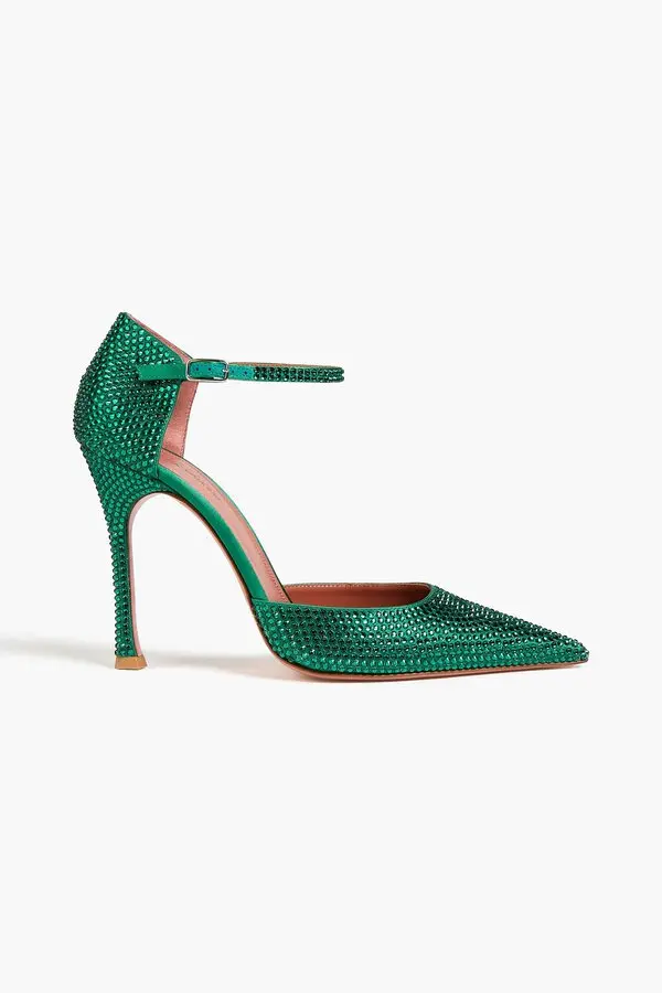 Amina Muaddi Vittoria 105 Crystal-embellished Satin Pumps