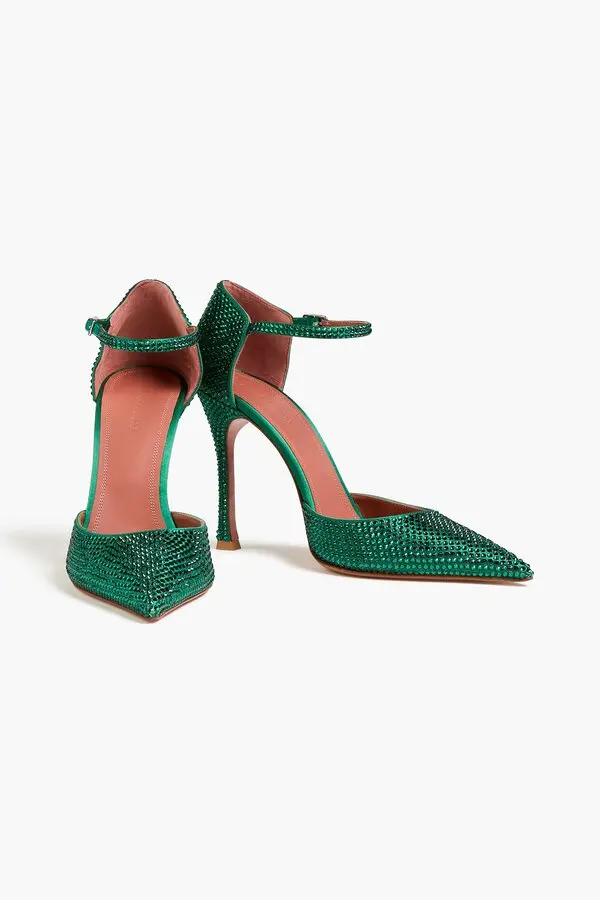 Amina Muaddi Vittoria 105 Crystal-embellished Satin Pumps