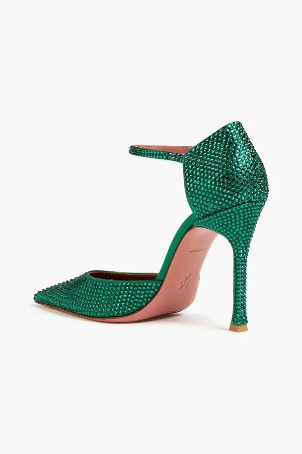 Amina Muaddi Vittoria 105 Crystal-embellished Satin Pumps