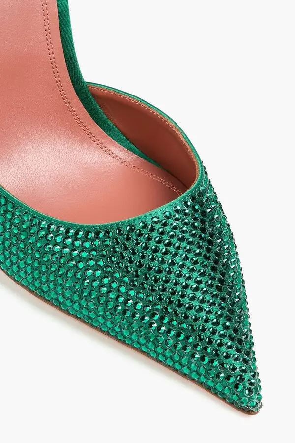 Amina Muaddi Vittoria 105 Crystal-embellished Satin Pumps