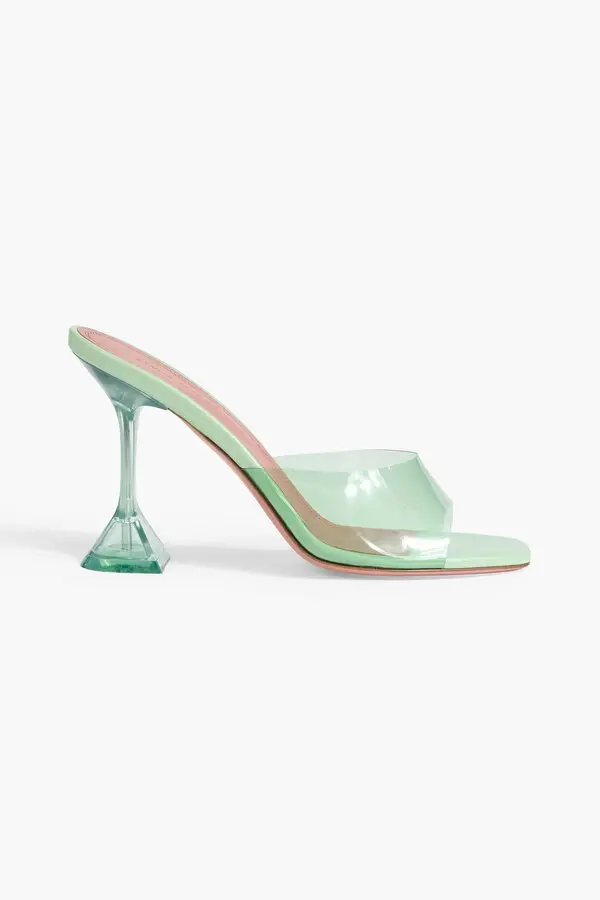 Amina Muaddi Lupita Glass Pvc Mules - Mint
