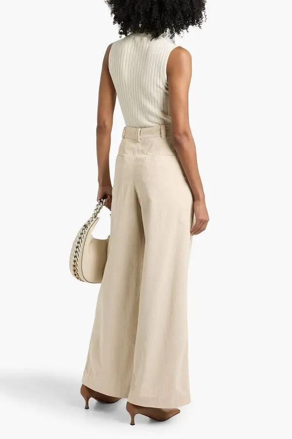 Brunello Cucinelli Cotton-blend Corduroy Wide-leg Pants - Beige