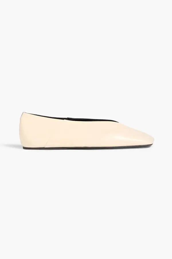 JIL SANDER Two-tone Leather Ballet Flats - Ivory
