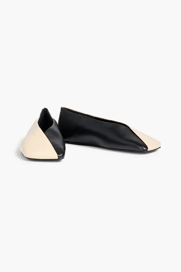 JIL SANDER Two-tone Leather Ballet Flats - Ivory