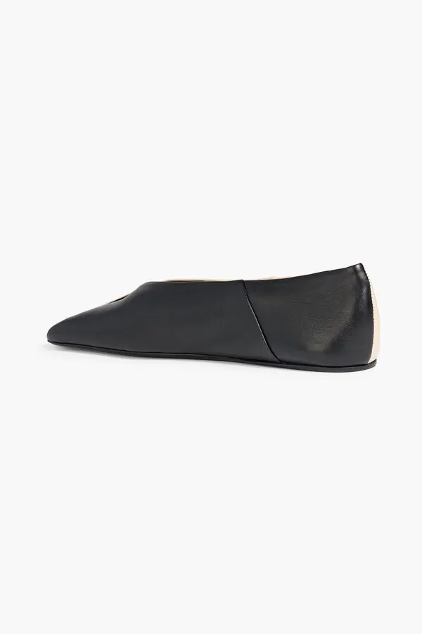 JIL SANDER Two-tone Leather Ballet Flats - Ivory