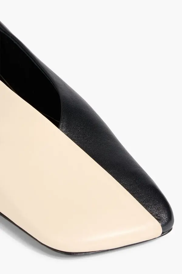 JIL SANDER Two-tone Leather Ballet Flats - Ivory