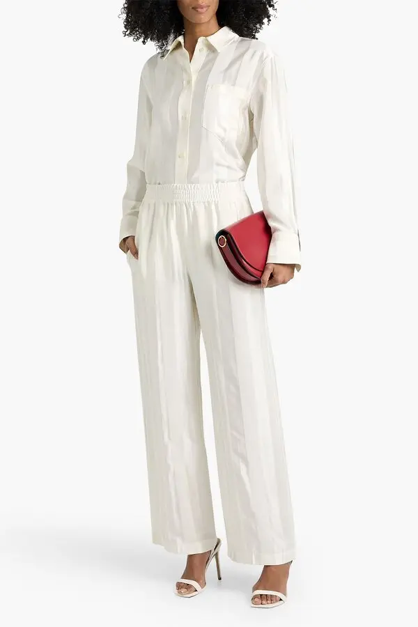 Victoria Beckham Striped Satin-jacquard Wide-leg Pants